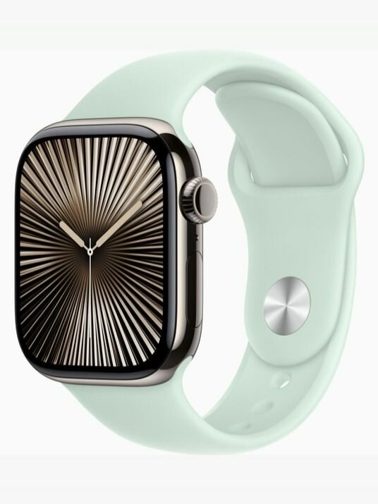 Умные часы Apple Watch Series 10 42 мм GPS + Cellular Natural Titanium Aquamarine Sport Band, размер ремешка M/L