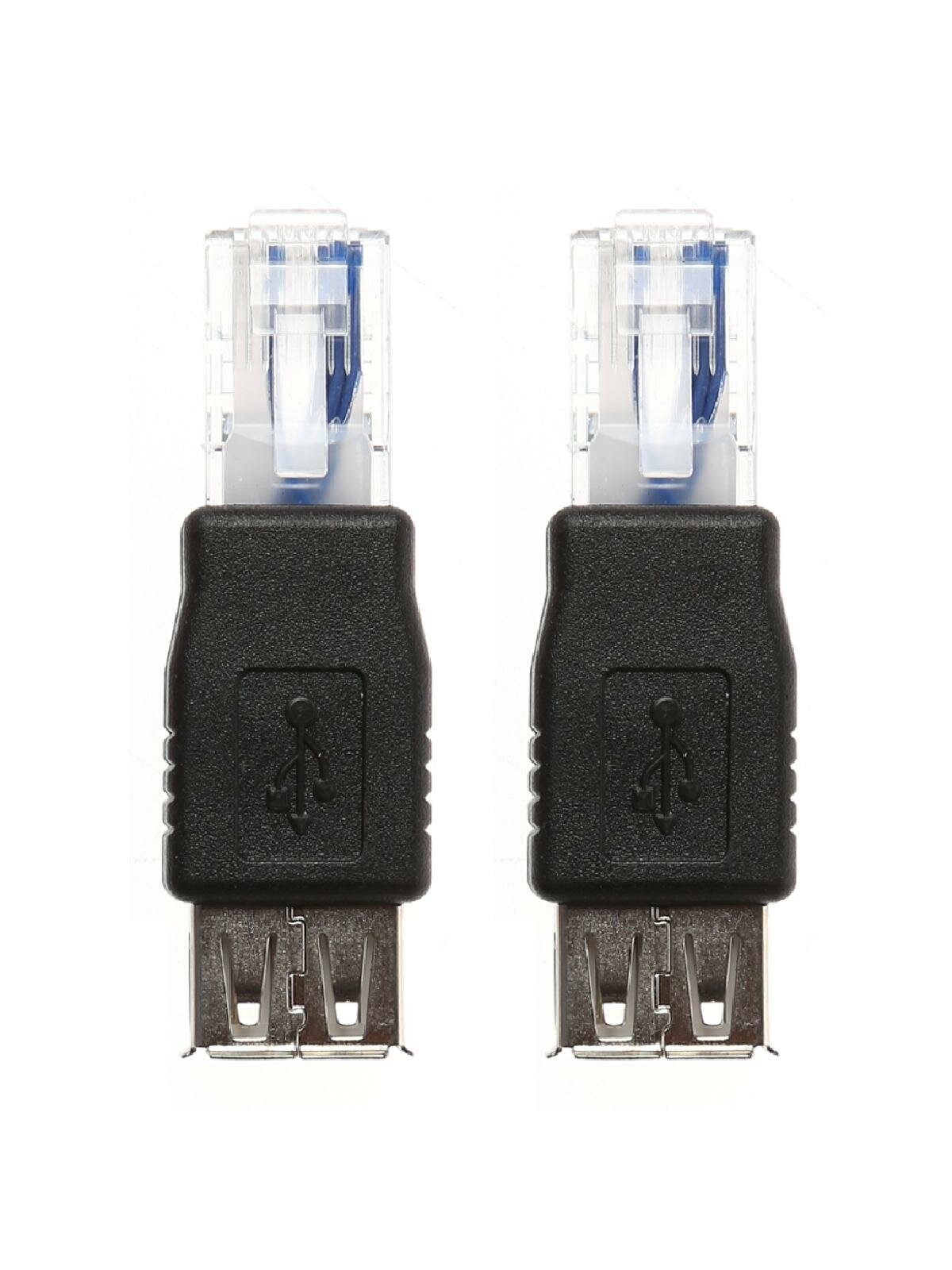 2Pcs USB Type A Female To Ethernet Internet RJ45 Male Connector Converter Adapte