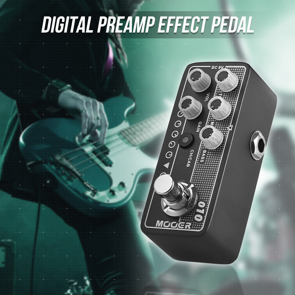 Цифровой преамплификатор-эффект для гитары серии MOOER MICRO PREAMP 010 Two Stone Modern Classic с прямым пропусканием, материал: металл, вход: 1/4" монофонный джек (импеданс: 1М Ом), выход: 1/4"