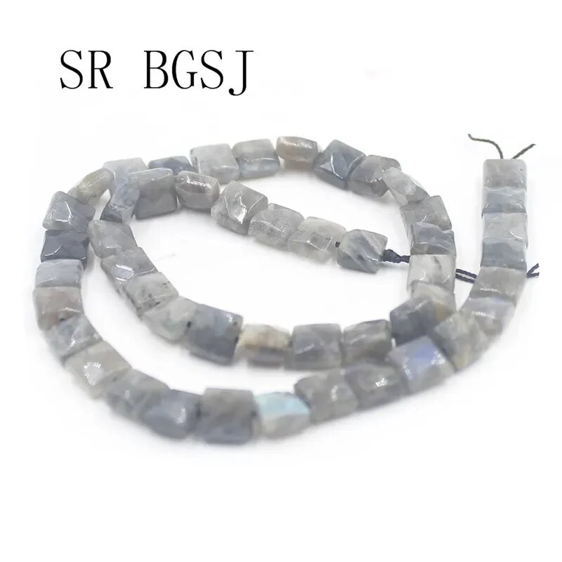 Бусины из лабрадорита, ларвикита и лунного камня Square 8mm