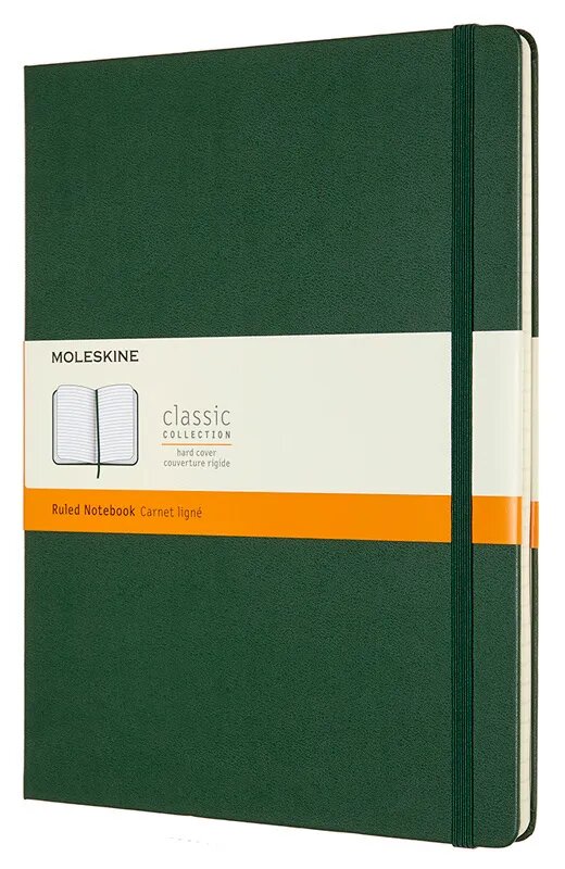 Блокнот Moleskine Classic XLarge 190х250 мм зеленый 192 стр линейка твердая обложка (QP090K15)