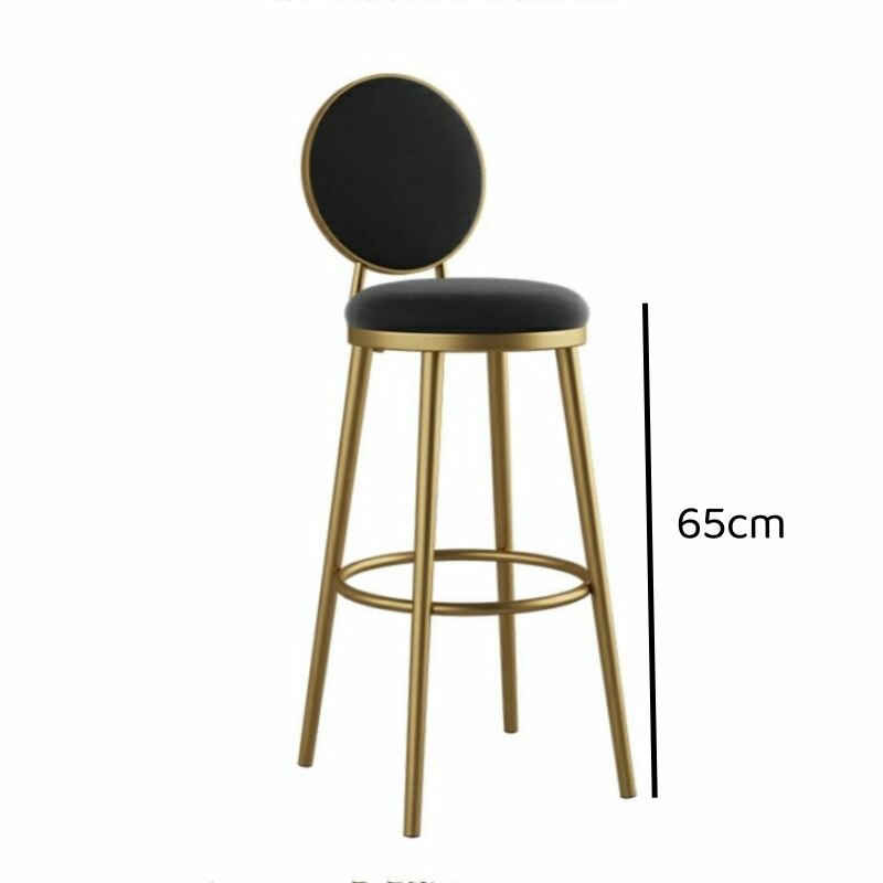 Барный стул X, круглая спинка, железный каркас, мягкий, без подлокотников, чёрный