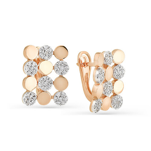 Серьги, красное золото, 585 проба, бриллиант