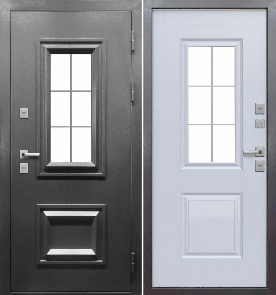 Дверь входная с терморазрывом 11 см Протерма ЗD Стеклопакет Графит/Белый софт 960х2050 Левая