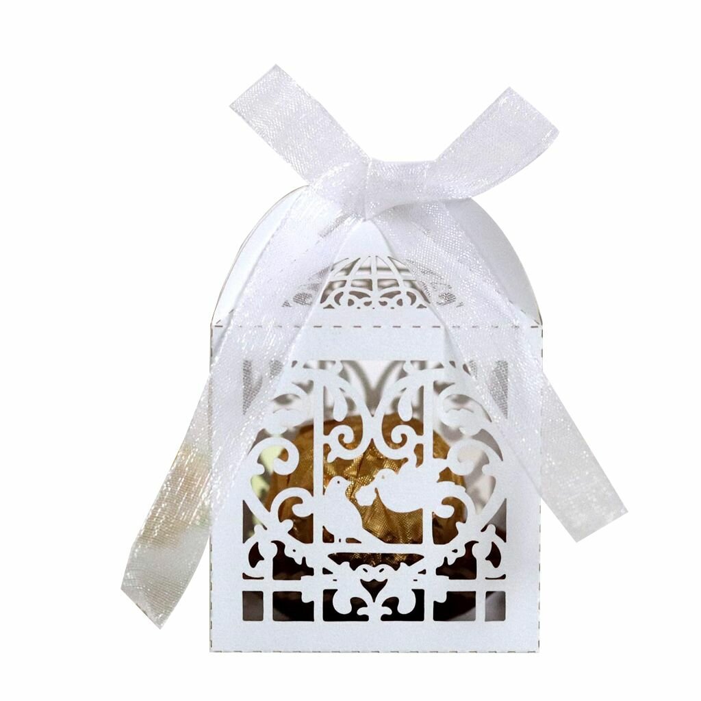 1 набор из 100 шт, полая коробка конфет "Влюбленные птички" на День Святого Валентина, белая