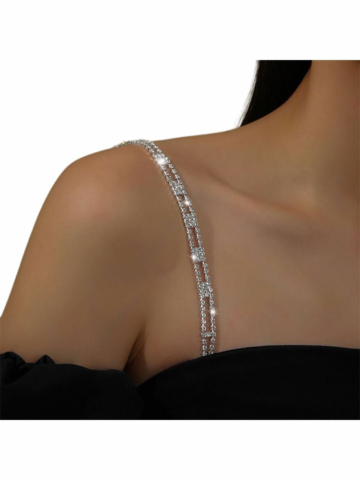 Регулируемые стразиковые лямки для бюстгальтера, - Серебристый треугольник