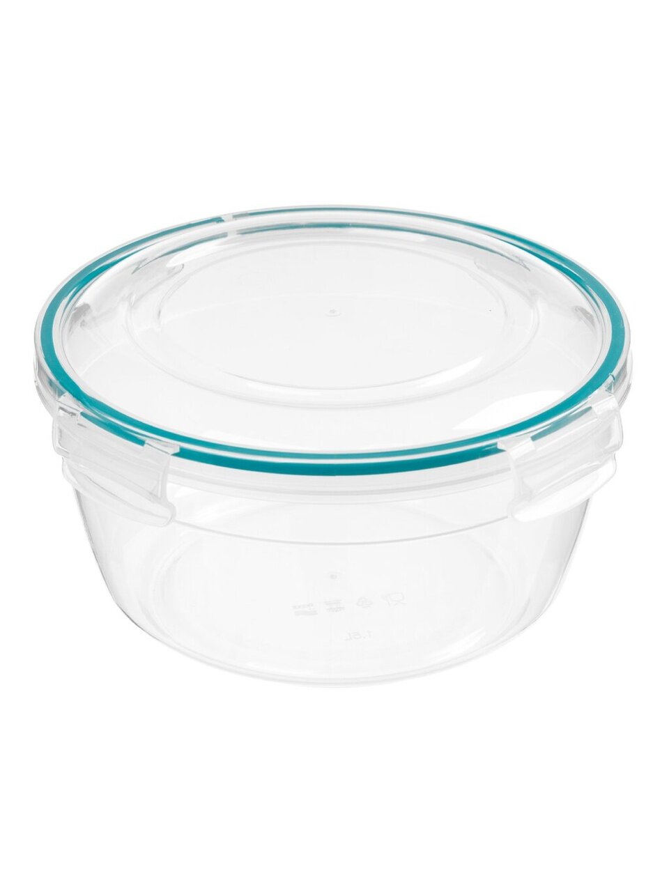 Контейнер пищевой пластик, 0.86 л, 15.3х15.3х8.5 см, прозрачный, круглый, герметичный, IDIland, 221161418/02
