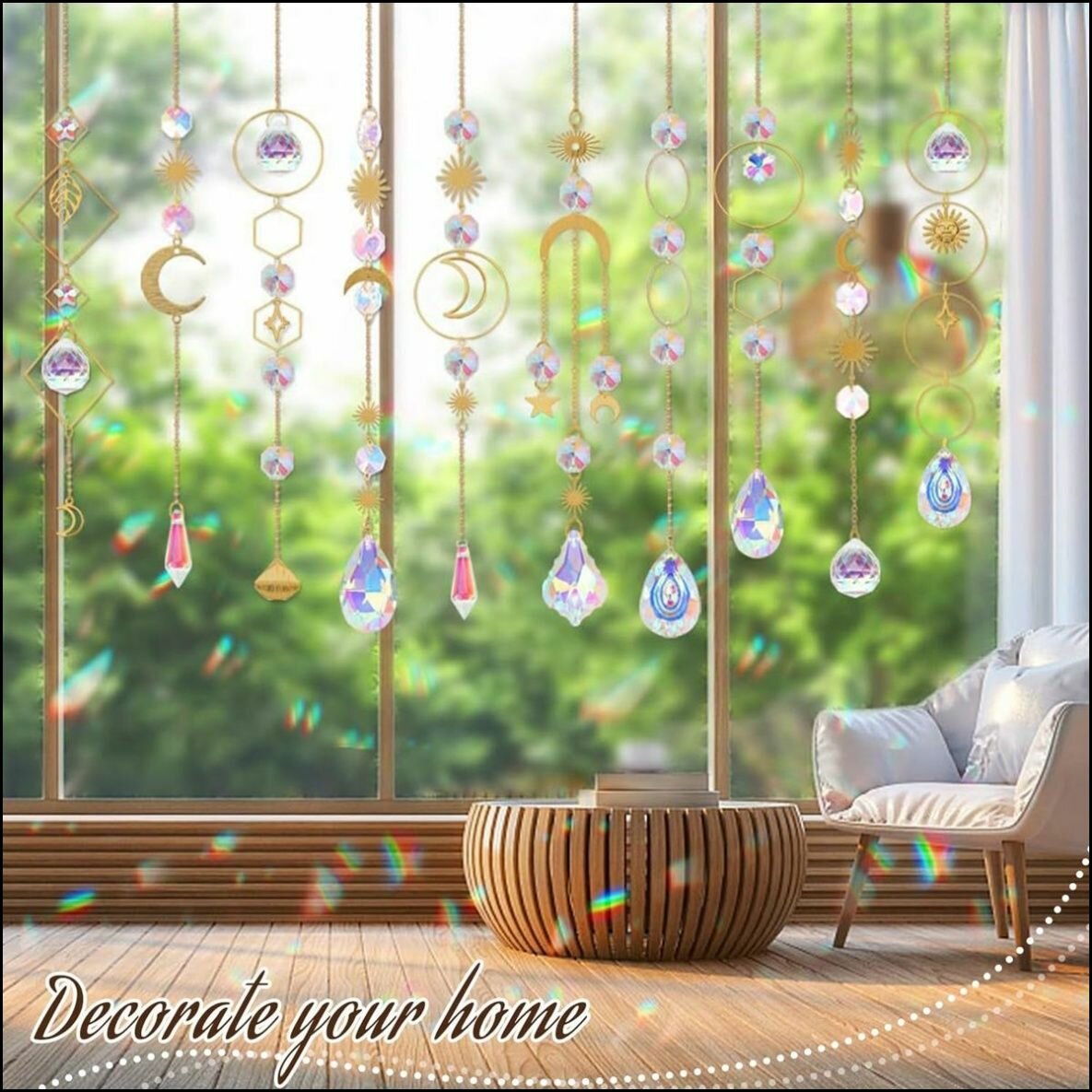 200 шт. Хрустальный ловец солнца, ловец солнца с кристаллами, золото