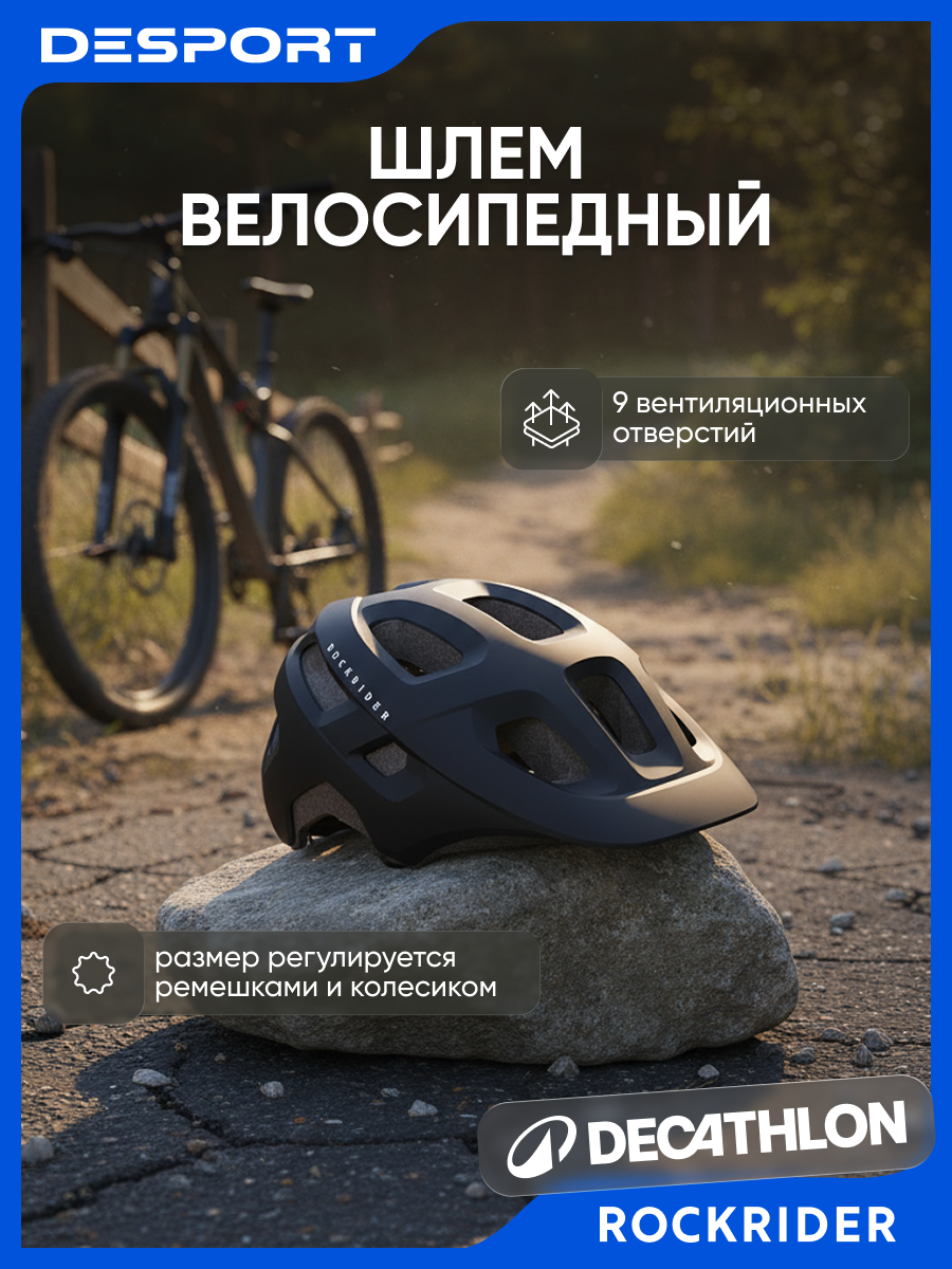 Шлем велосипедный темно-синий Rockrider EXPL 300