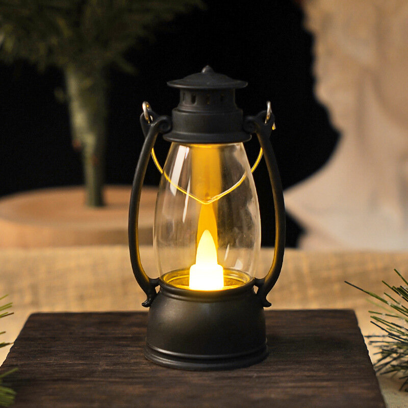 Ретро мини-фонарь со светодиодной подсветкой, электронная свеча, ручной ночник, креативная керосиновая лампа, декоративный фонарь-украшение.