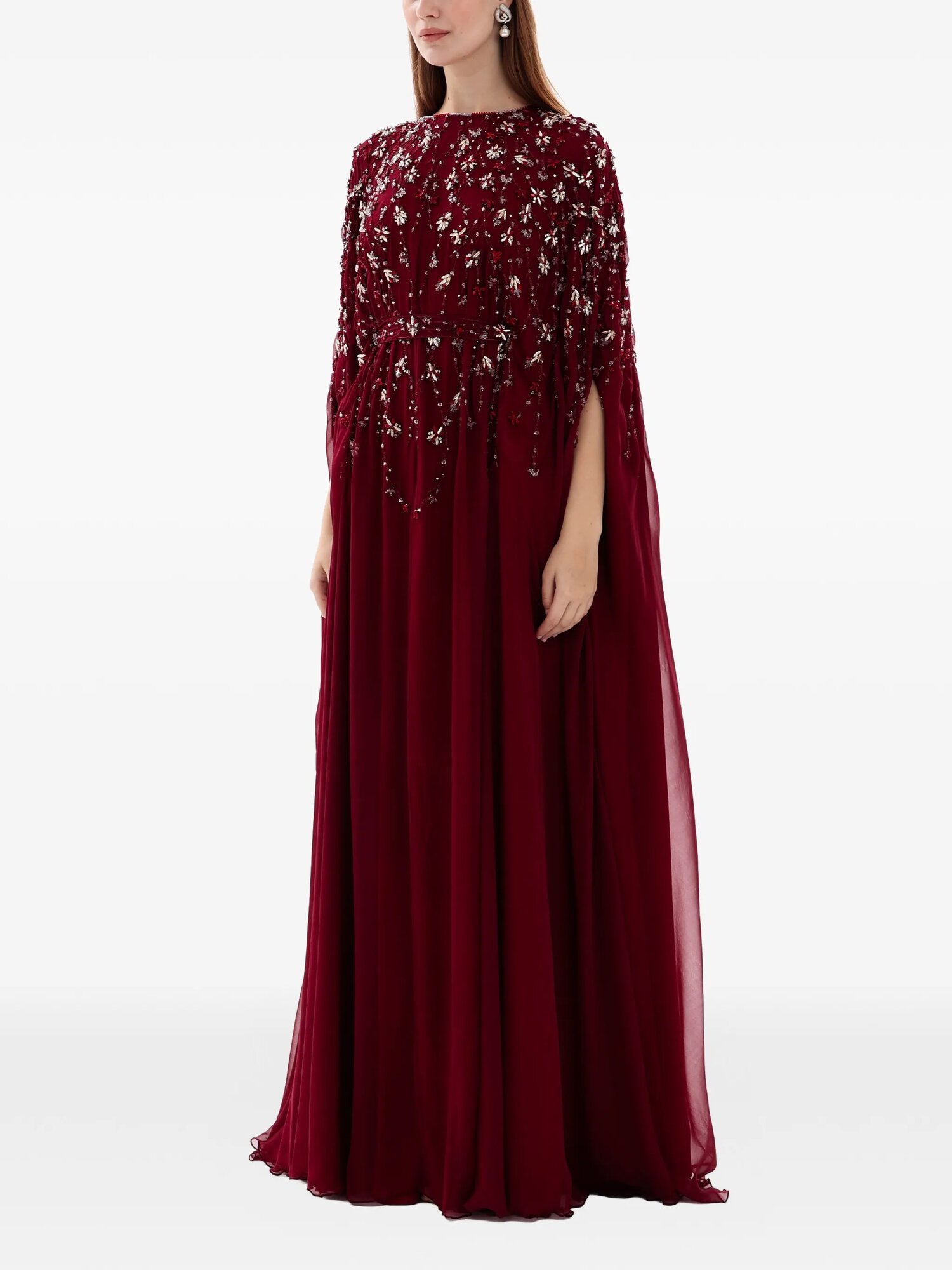 Платье Dina Melwani Beaded cape dress, размер OneSize, красный — фото 1