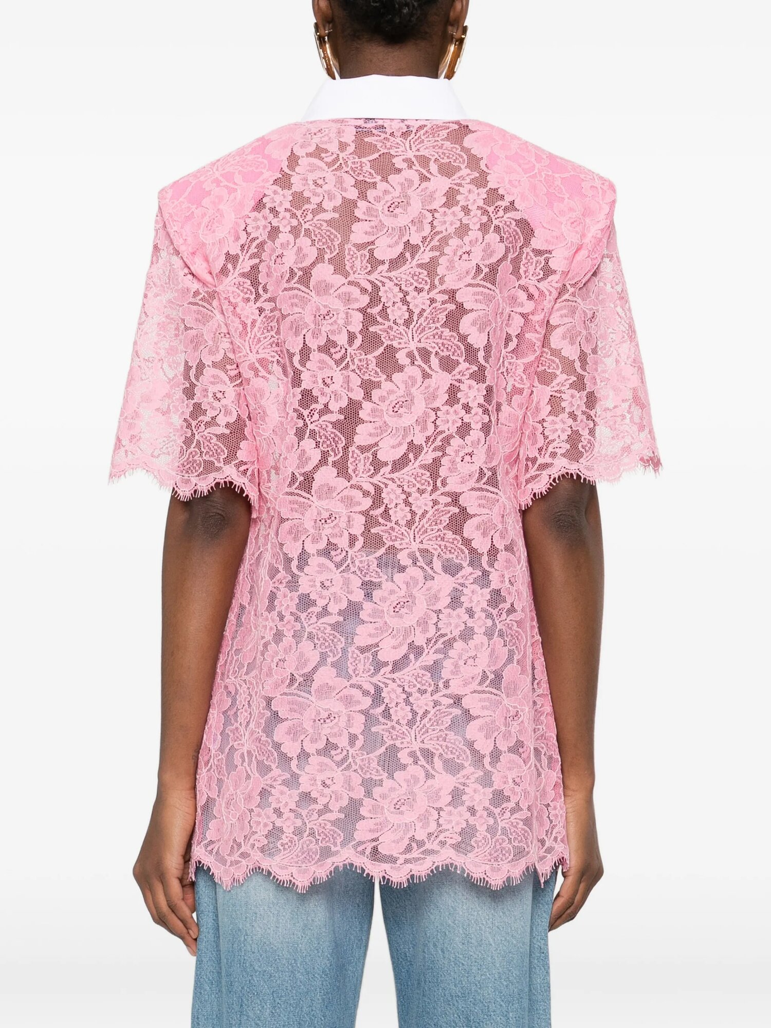 Топ ROWEN ROSE Lace polo top, размер 38, pink — фото 1