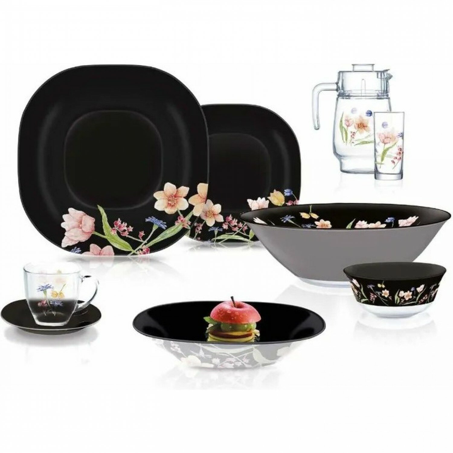 Набор столовый CARINA MINUET BLACK 44 предмета LUMINARC V2710