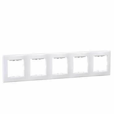 Рамка Schneider Electric 5 постов вертикальная белый Sedna