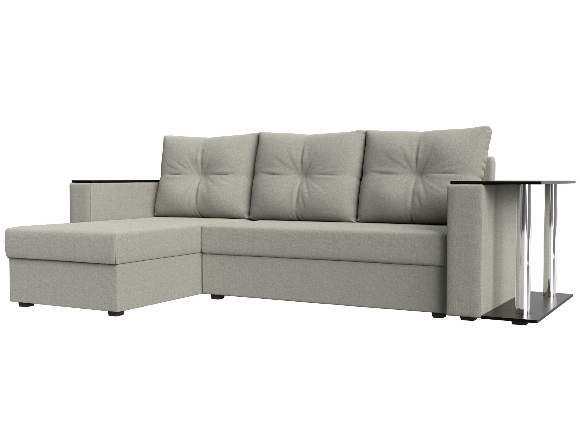 Диван угловой Атланта Лайт левый угол, рогожка Амур бежевый