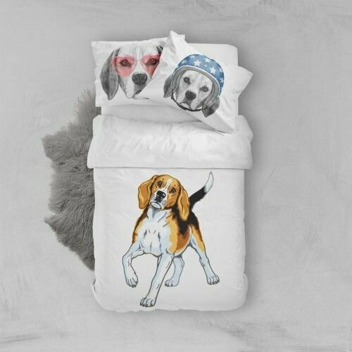 Арт комплект постельного белья Бигль , Евро, 50/70