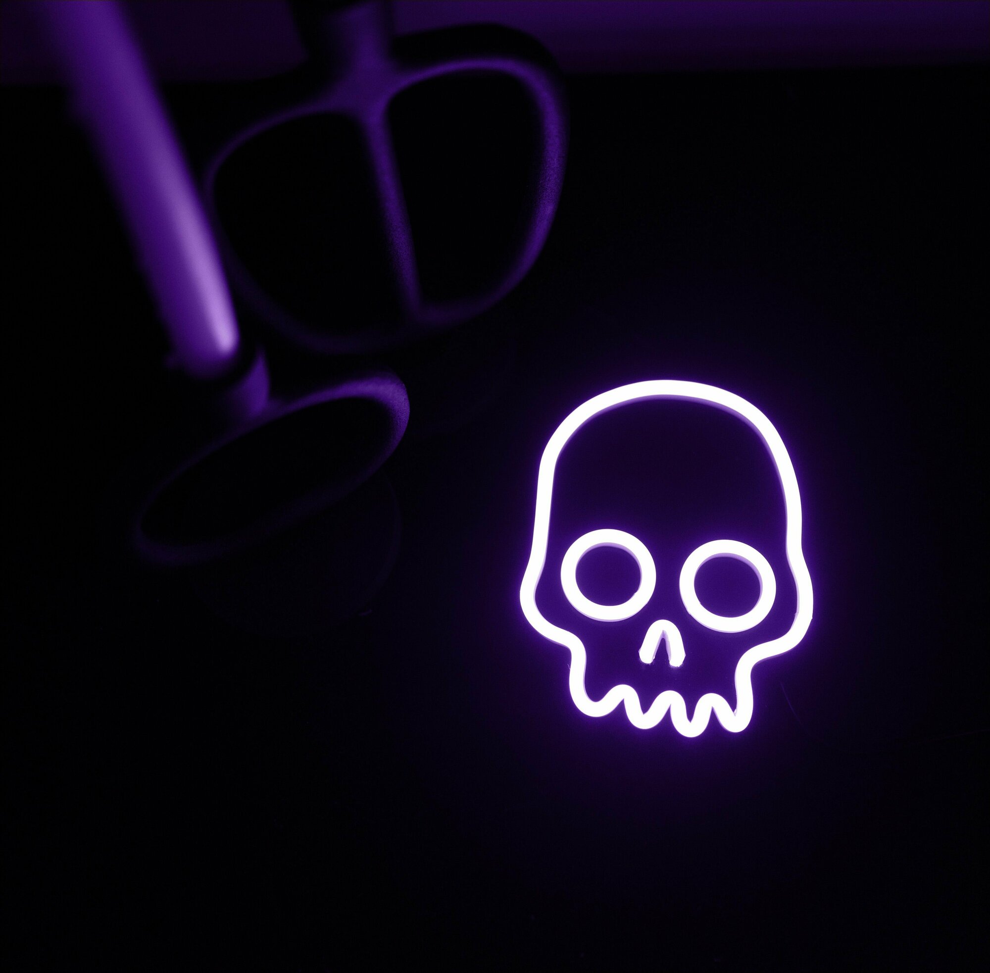 Неоновый светильник Elmarto Черепок, 17x14 см, фиолетовый