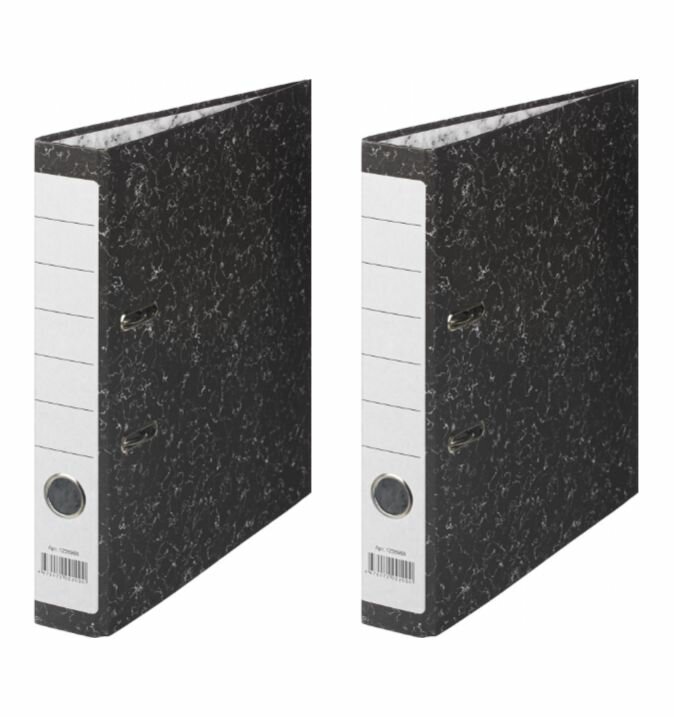 Attache Economy Папка-регистратор с арочным механизмом Мрамор, черно-белая, 50 мм, 2 шт/