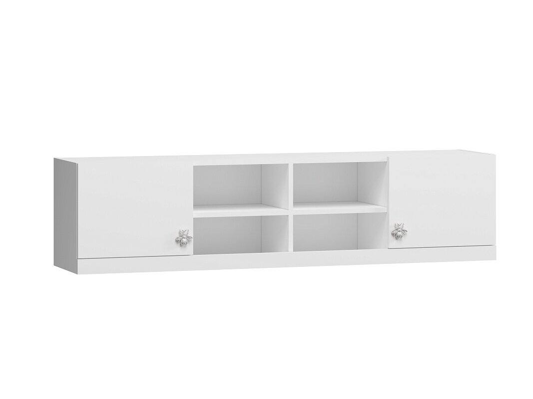 Антресоль МебельЛэнд24 Скарабей - 4 МДФ Белый 150x32x37 двухдверный