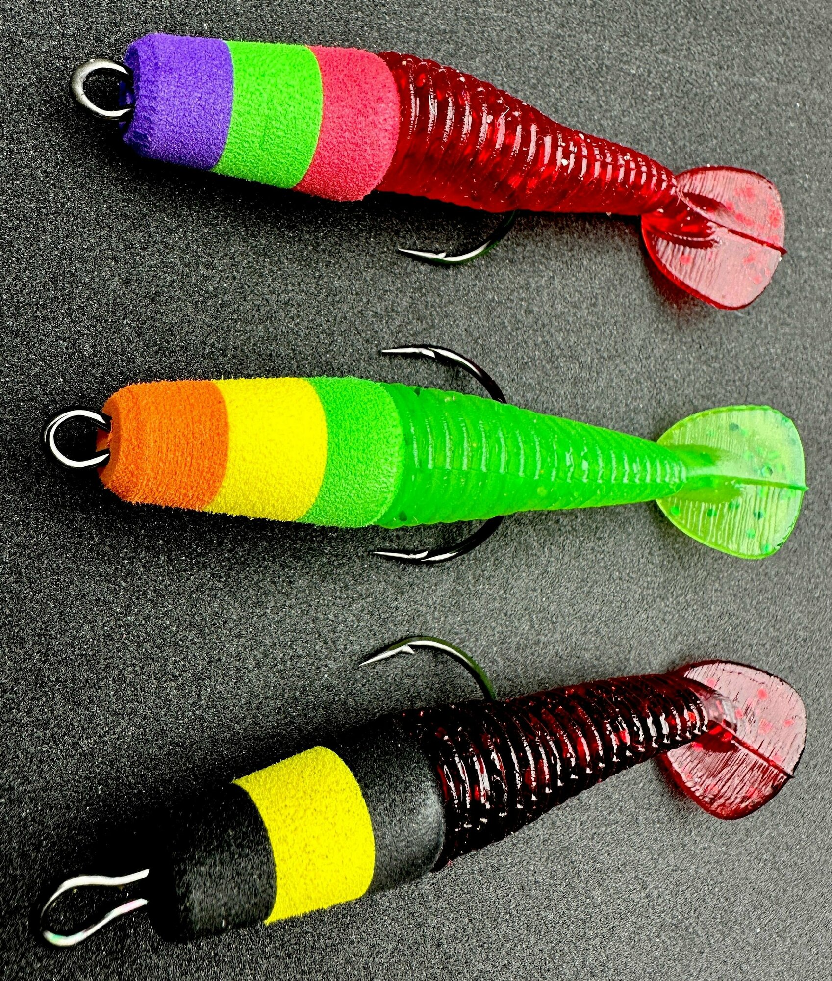 Мандула Джиг-киллер 3 шт с виброхвостом 80 мм, флюоресцентная плавающая для отводного поводка на щуку, лосось, сом, окунь, судак 4 гр рыболовная приманка мягкая для спиннинга джиговая на хищника