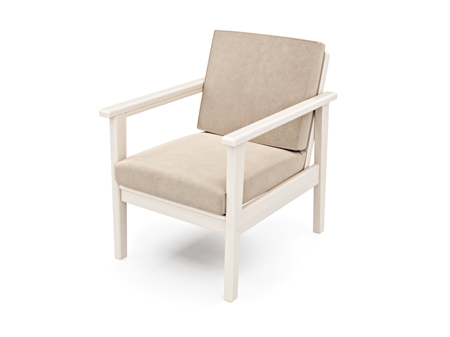 Кресло Arsko Лориан, белое-беленый дуб, велюр, массив дерева, с подлокотниками, садовое, на дачу, для дома, скандинавский лофт