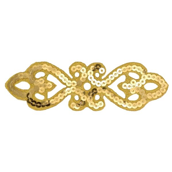 Термоаппликация «Орнамент» с пайетками, для танцевальных костюмов и национальной одежды, 12,5×4 см, золотистая, 2 шт.