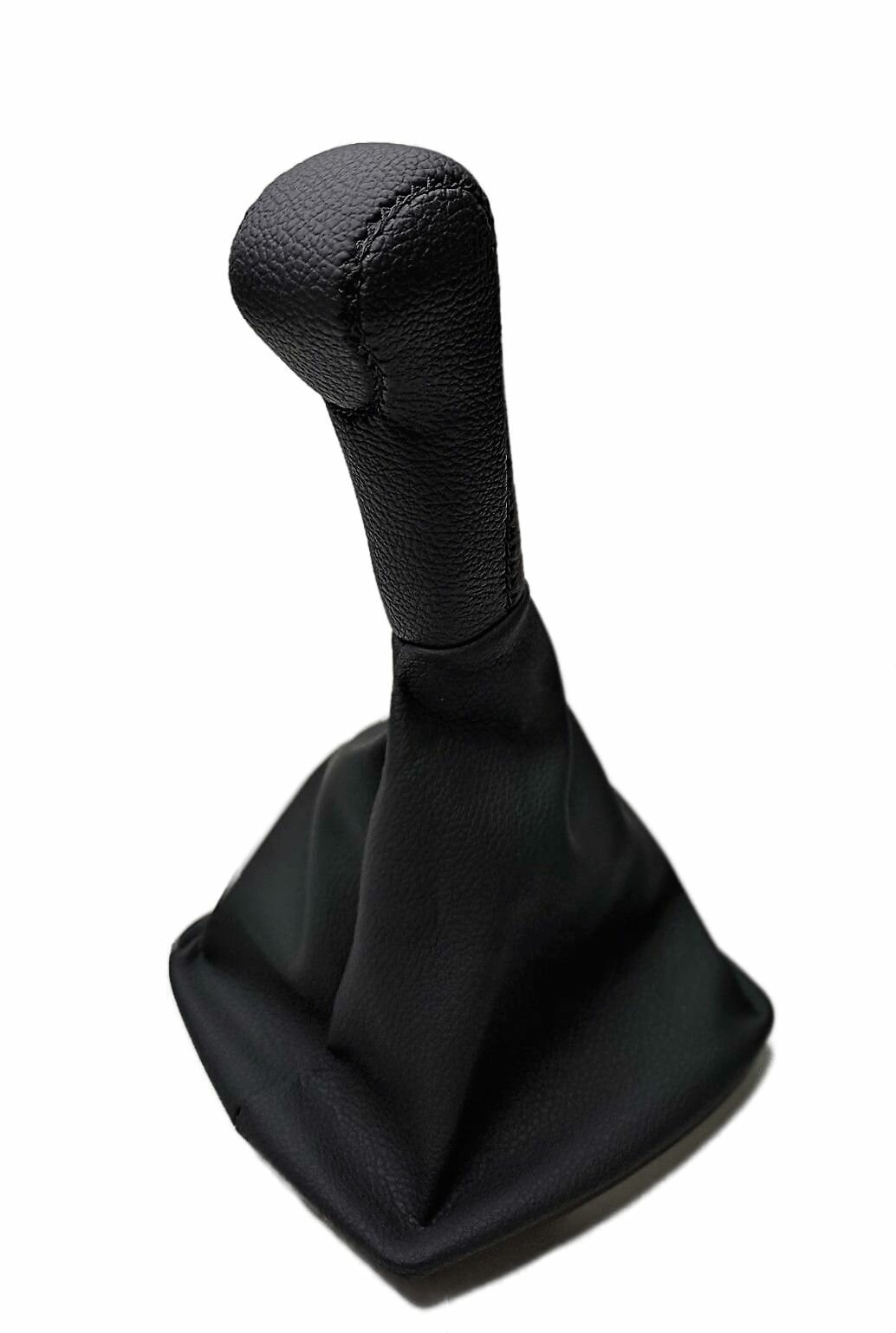 Ручка КПП + чехол (гофра) Ваз 2170 Lada Priora до 2011г. в. (Плоский шток) Черная -Экокожа.