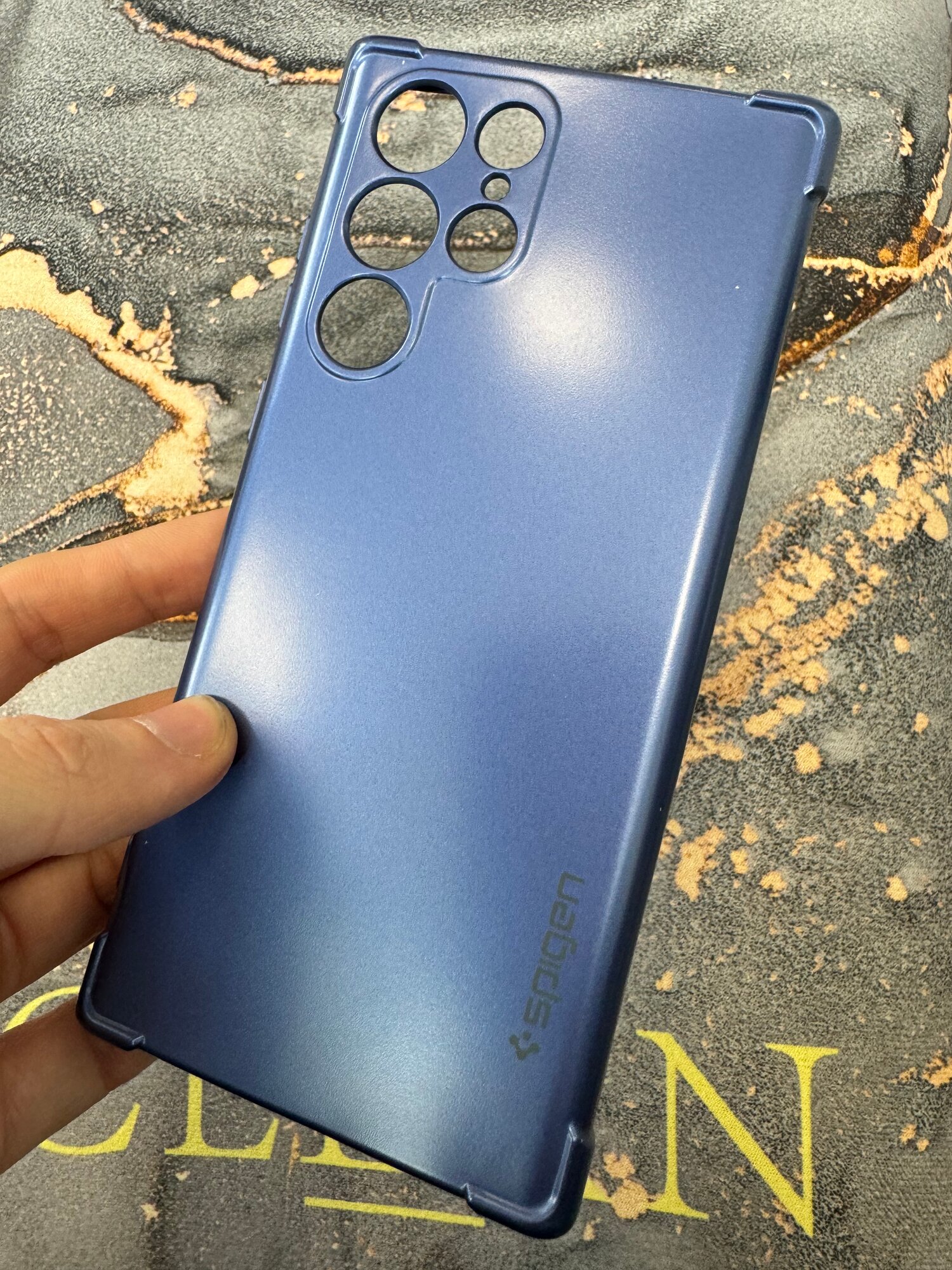 Чехол панель накладка бампер MyPads SPIGEN для Samsung Galaxy S22 Ultra (SM-S908B) тонкая силиконовая крышка синяя MyPads