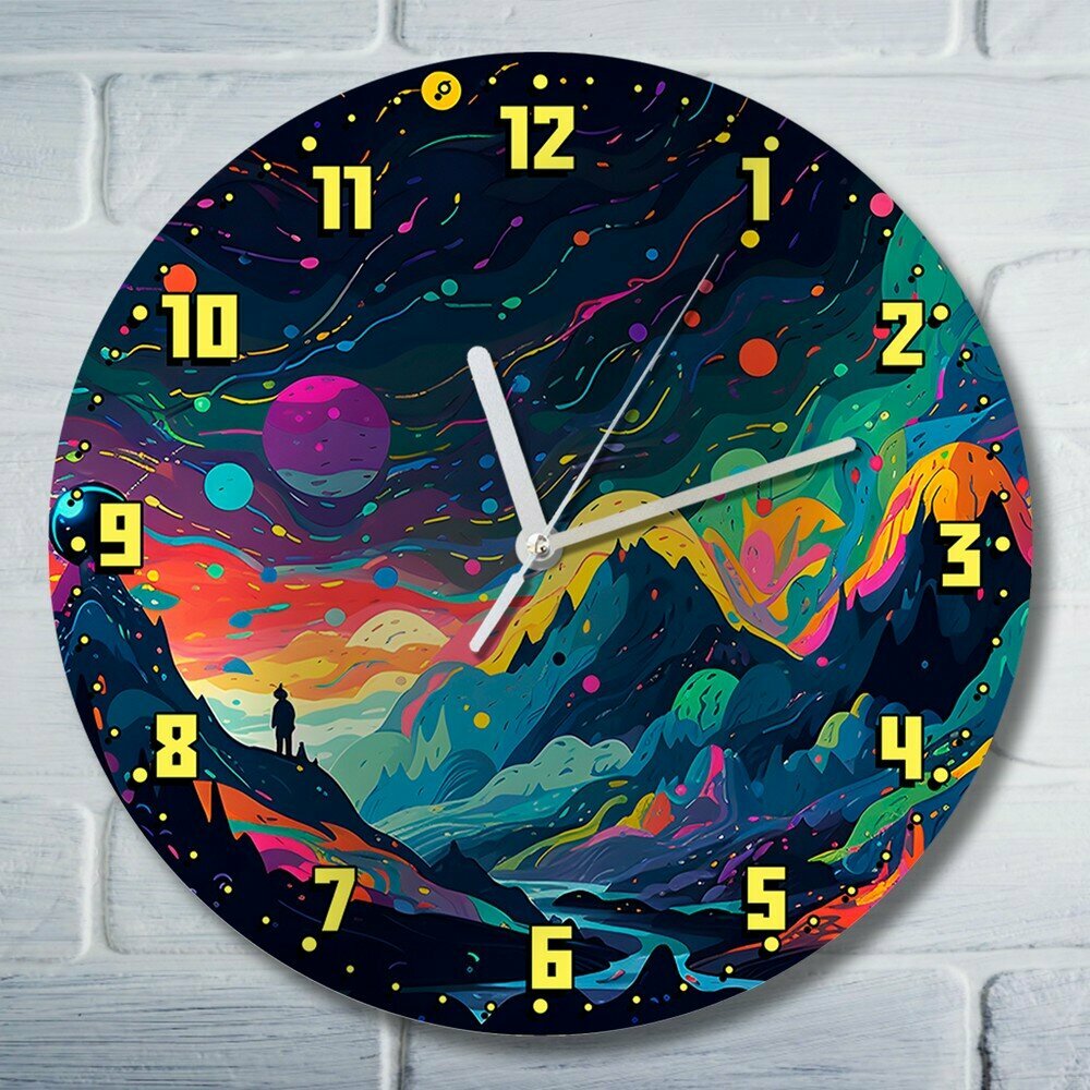 Настенные часы УФ "Облака небо (ночь, Луна, Звезды, милота, Подарок для мамы, бабушки сестры, подруге) - 9108"