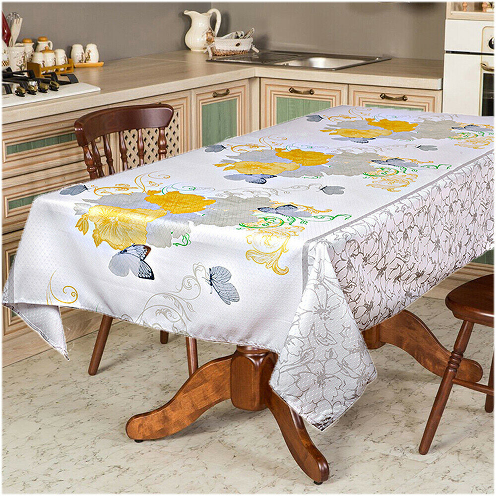 Скатерть из Италии на прямоугольный стол, Servalli / Скатерть из хлопка и полиэстера / Прямоугольная скатерть на стол