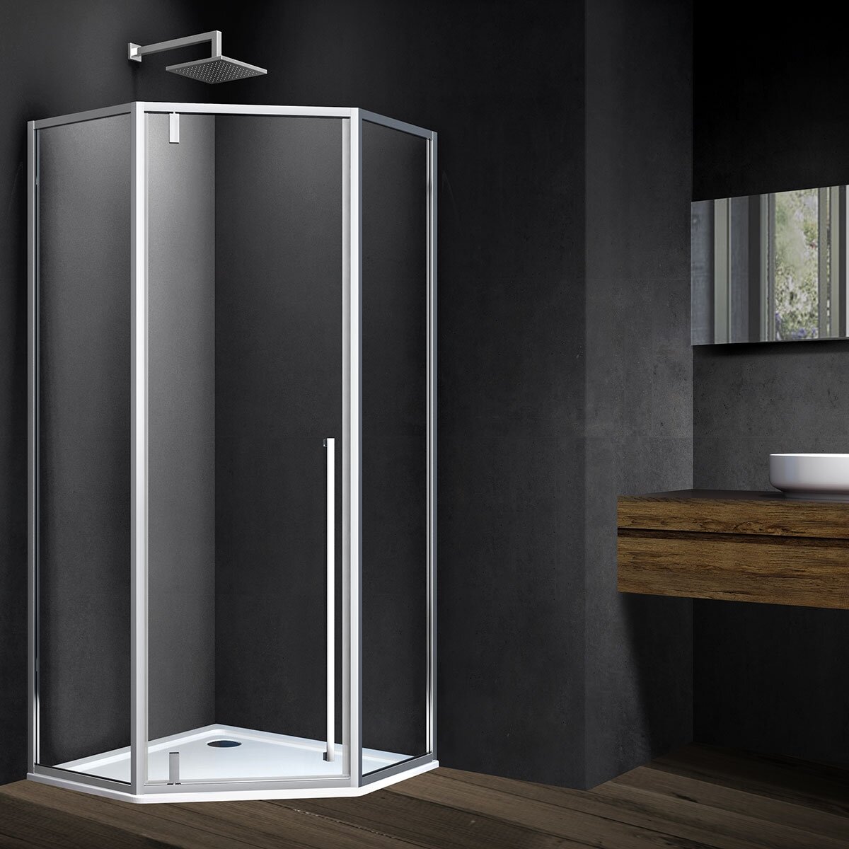 Душевой уголок Vincea Penta VSP-3P900CL 90х90х195 профиль хром, стекло прозрачное
