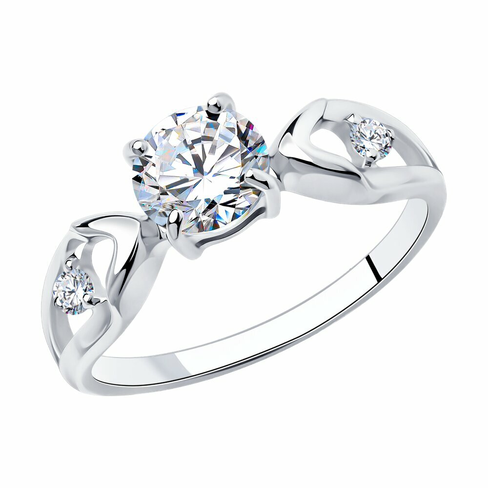 Кольцо, серебро, 925 проба, фианит