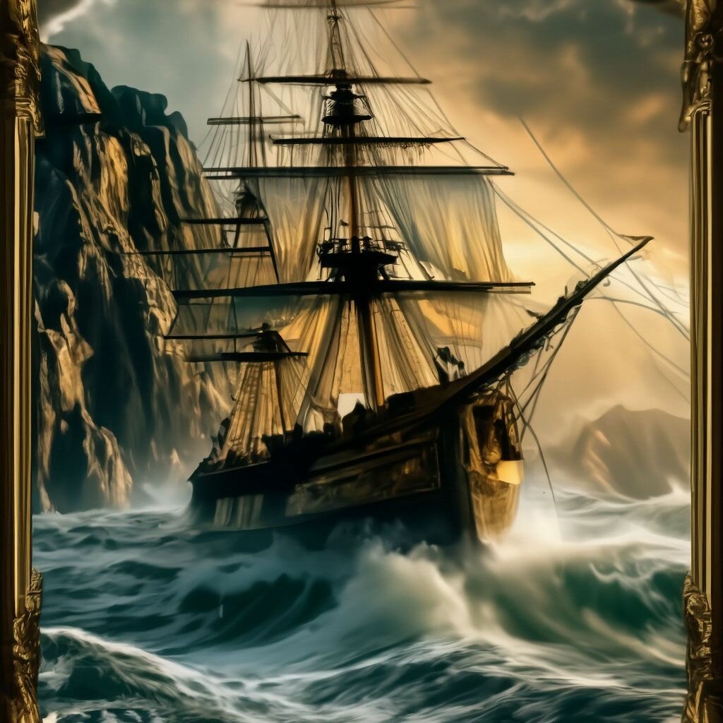 Картина по номерам масляными красками на подрамнике и подложке. Корабль.