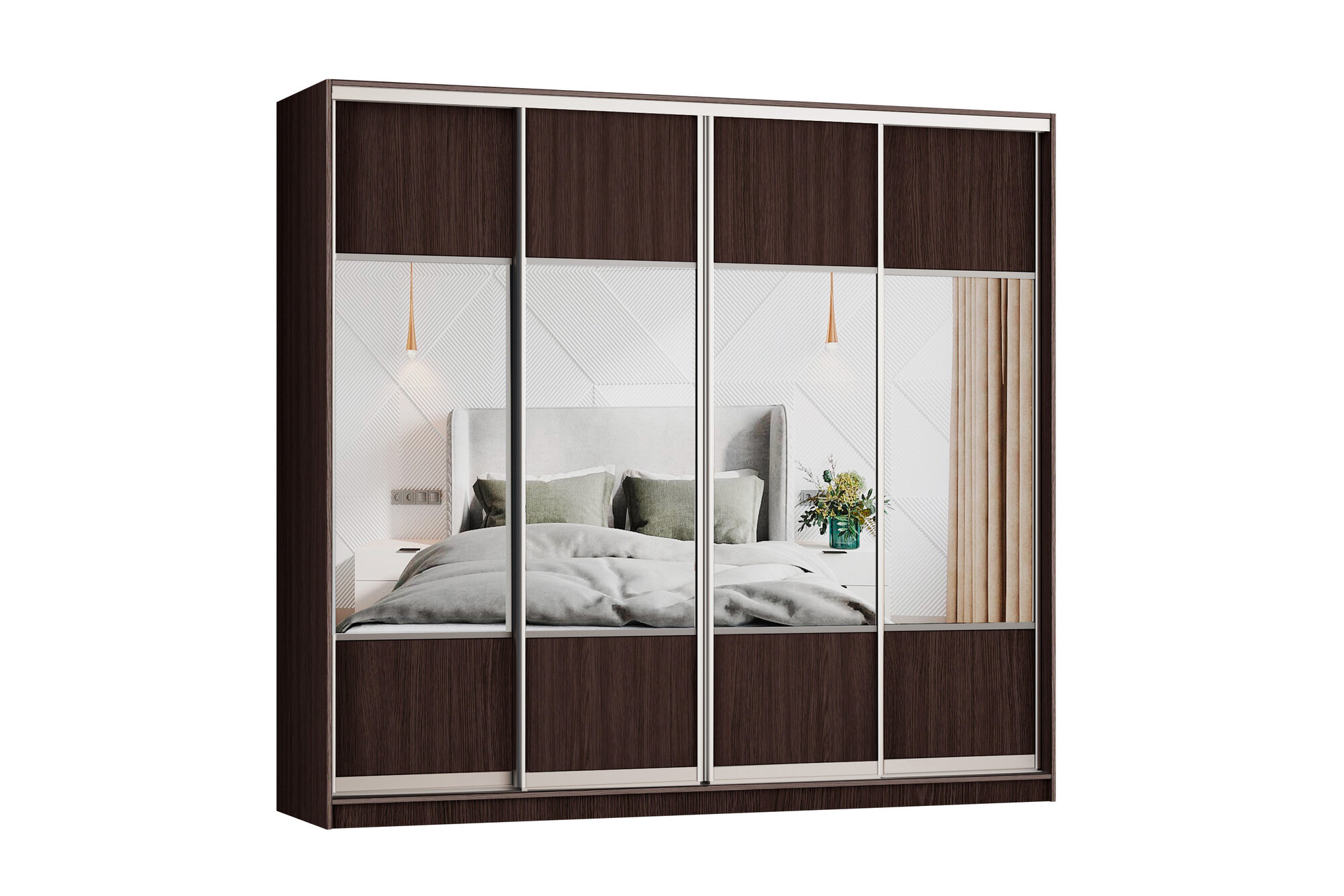 Шкаф-купе Марвин 4 200-45-200 венге профиль серебро наполнение белье/платье/платье