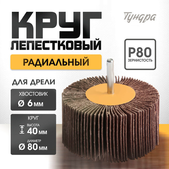 Круг лепестковый радиальный тундра, 80×40×6 мм, Р80