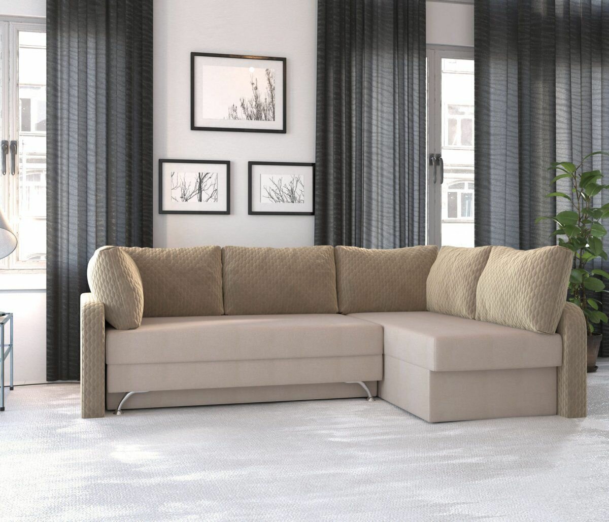 Диван-кровать угловой Лагуна бежевый