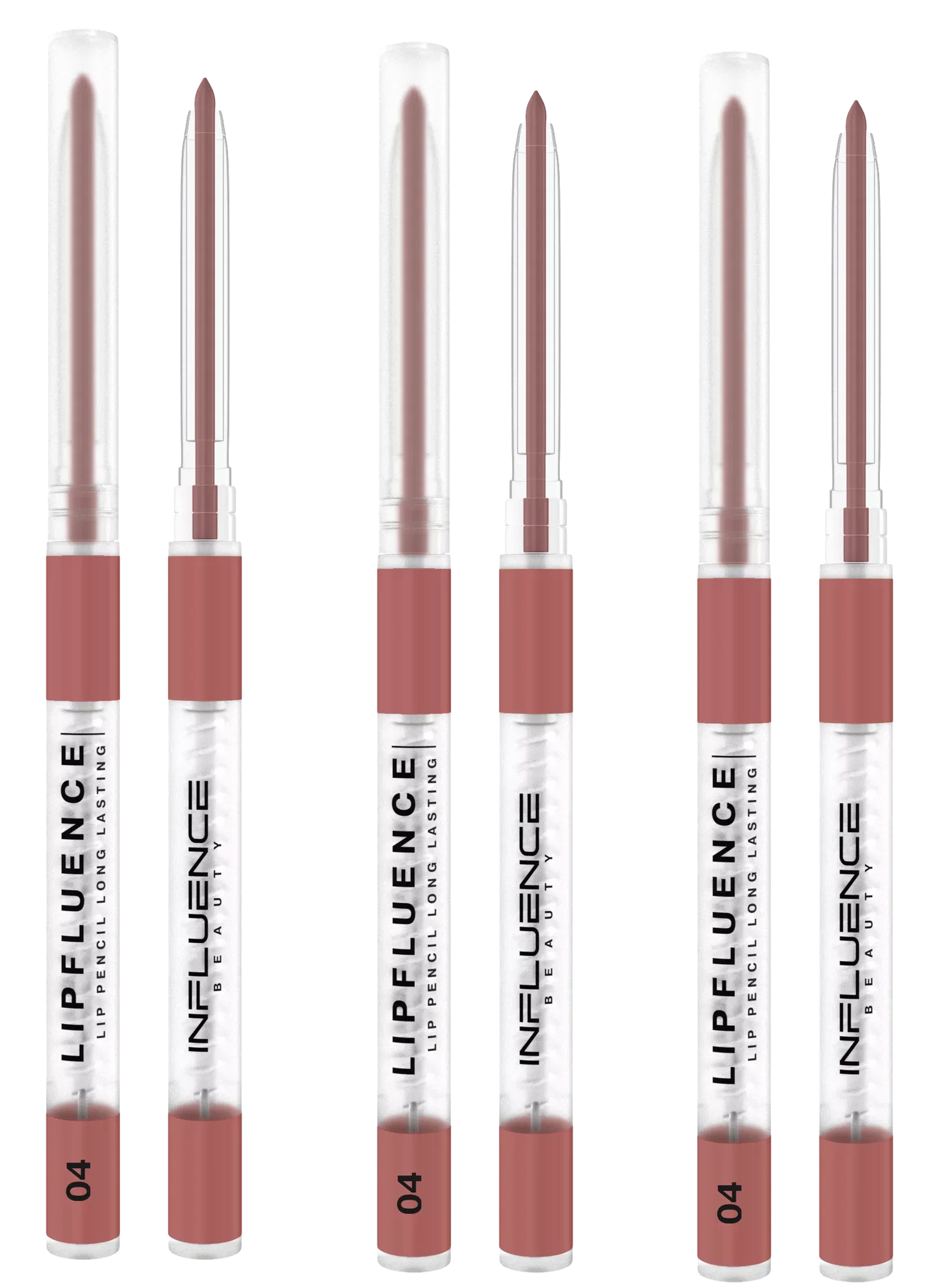 Карандаш для губ автоматический гелевый стойкий Influence Beauty Lipfluence т.04 3 шт