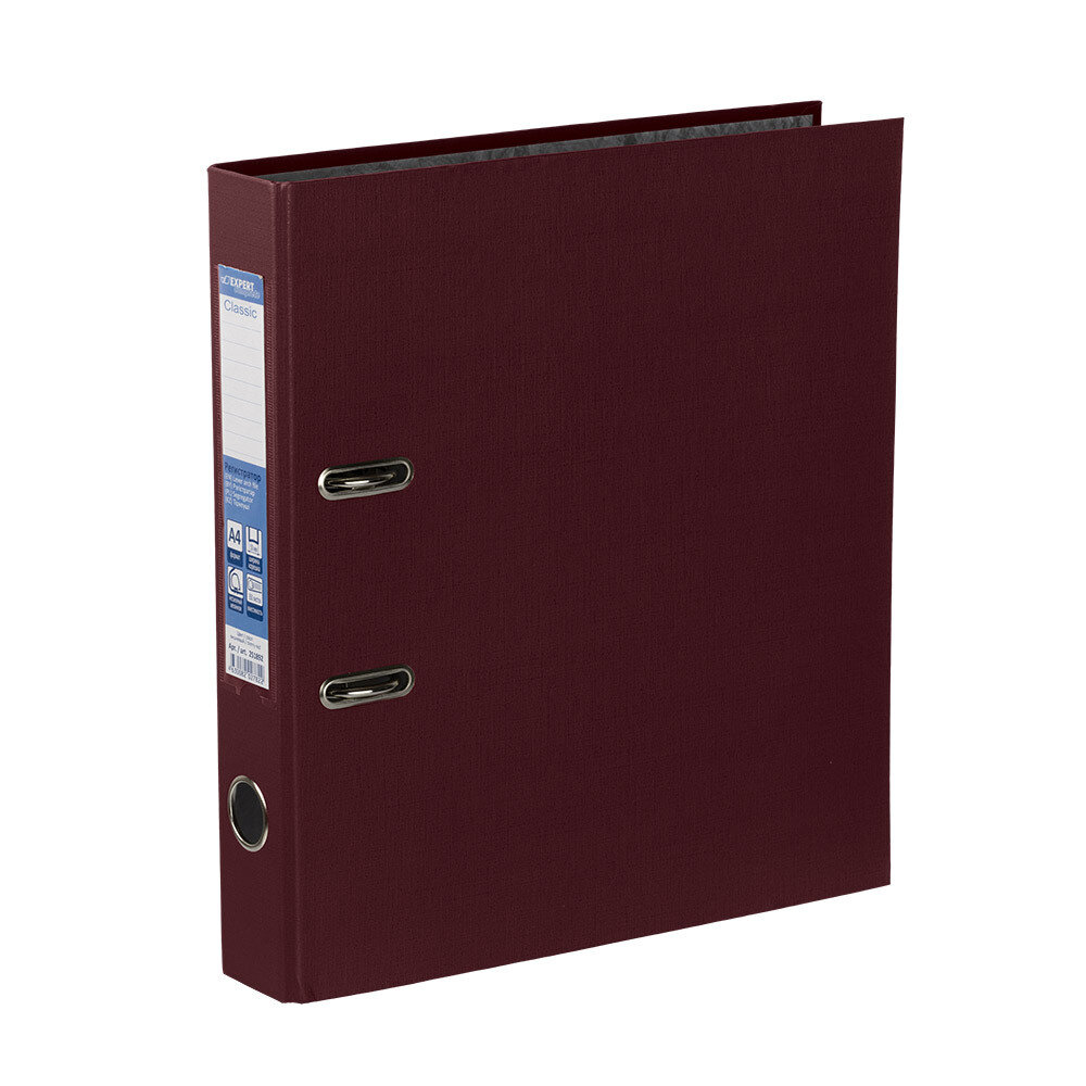 Папка-регистратор А4 50мм бордовая с карманом "Classic"PVC