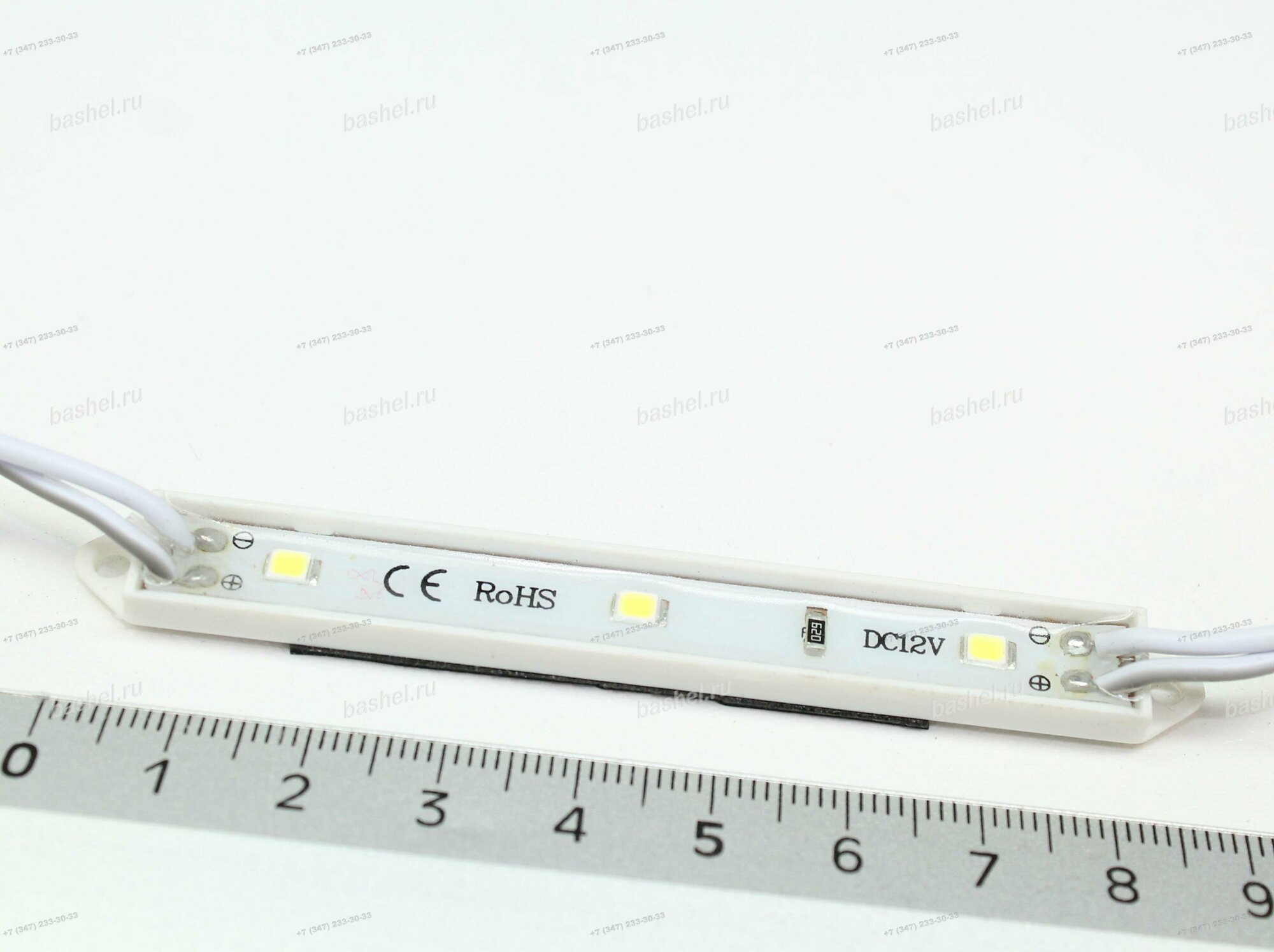 LED modul PCB-12-2835-3SMD-IP65-W 40Lm, 0.36W, 5500k, White 78x10x4mm [111], Модуль светодиодный