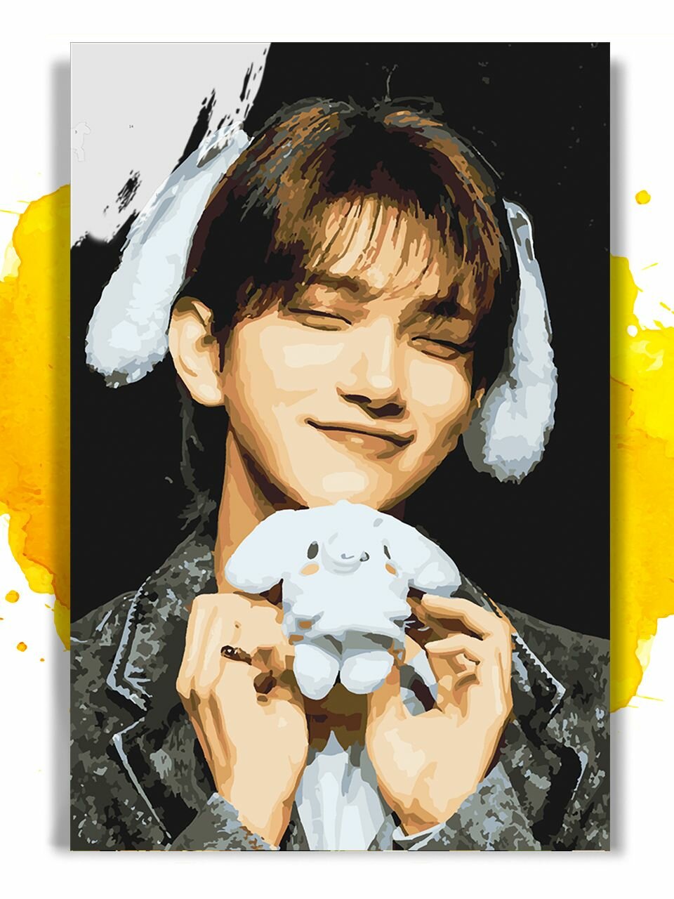 Картина по номерам на холсте SEVENTEEN - Джошуа с зайчиком, 40 х 60 см