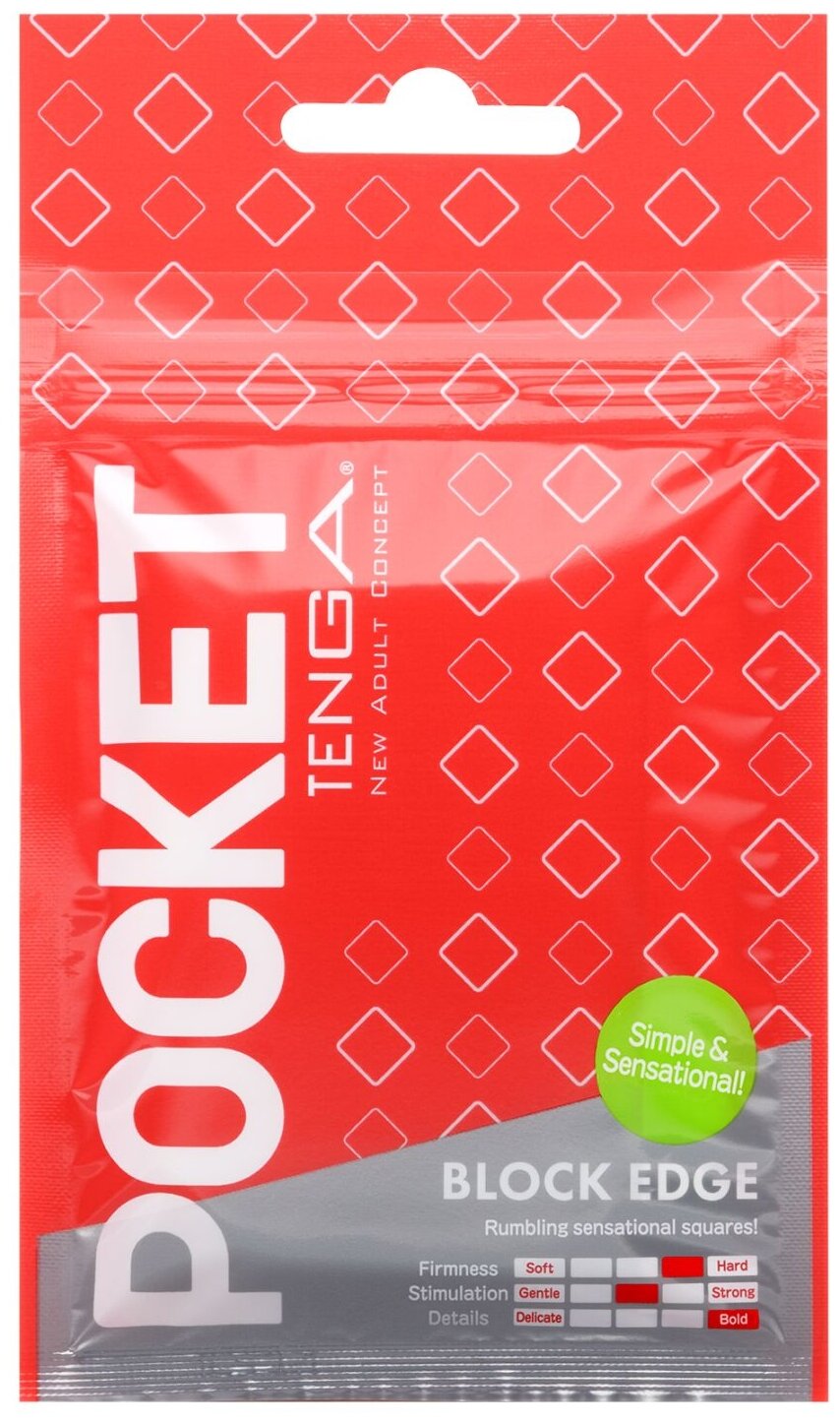 Мастурбатор Tenga Pocket Block Edge, с эффектом смазки, красный