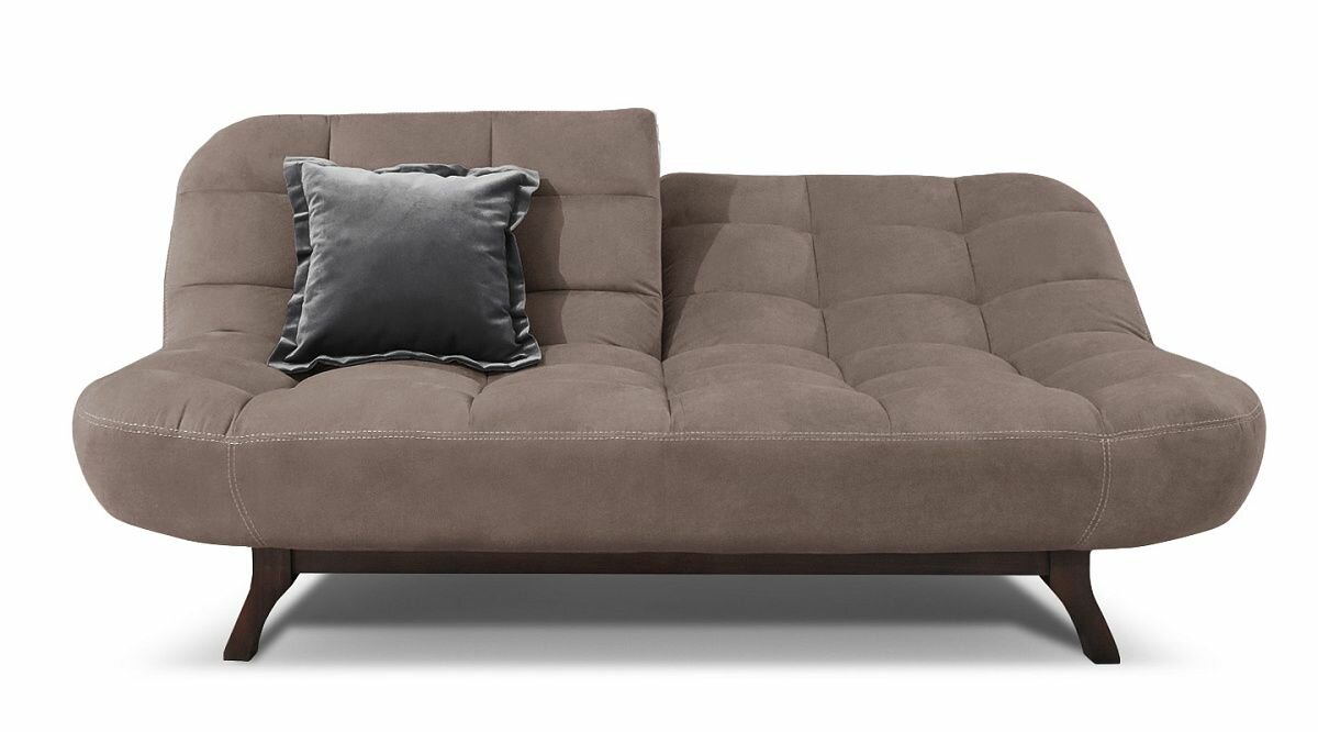 Диван прямой раскладной 200х90х100 см Космо AH! DIVAN, с регулируемой спинкой механизм клик-клак, бежево-серый велюр