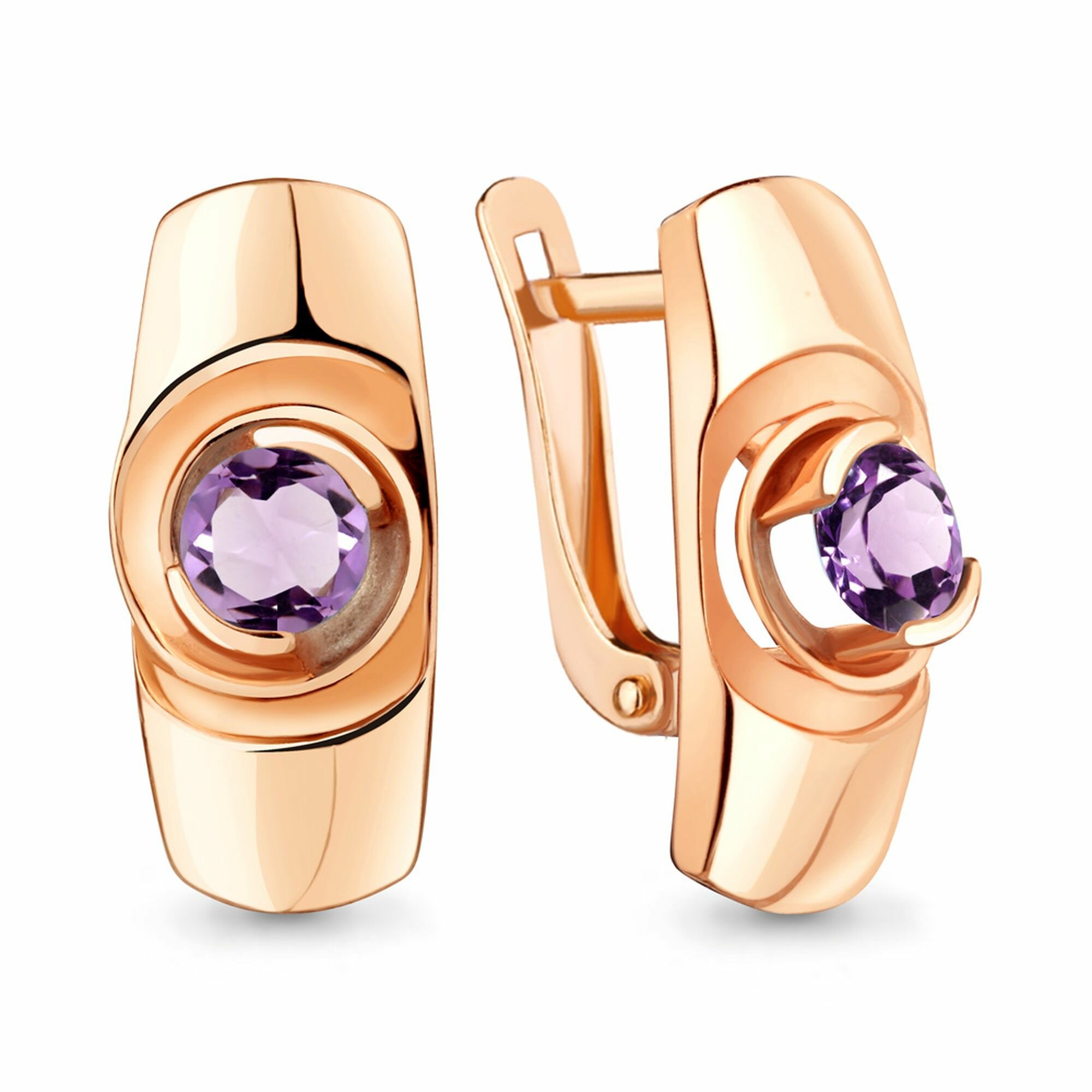 Серьги, серебро, 925 проба, золочение, аметист
