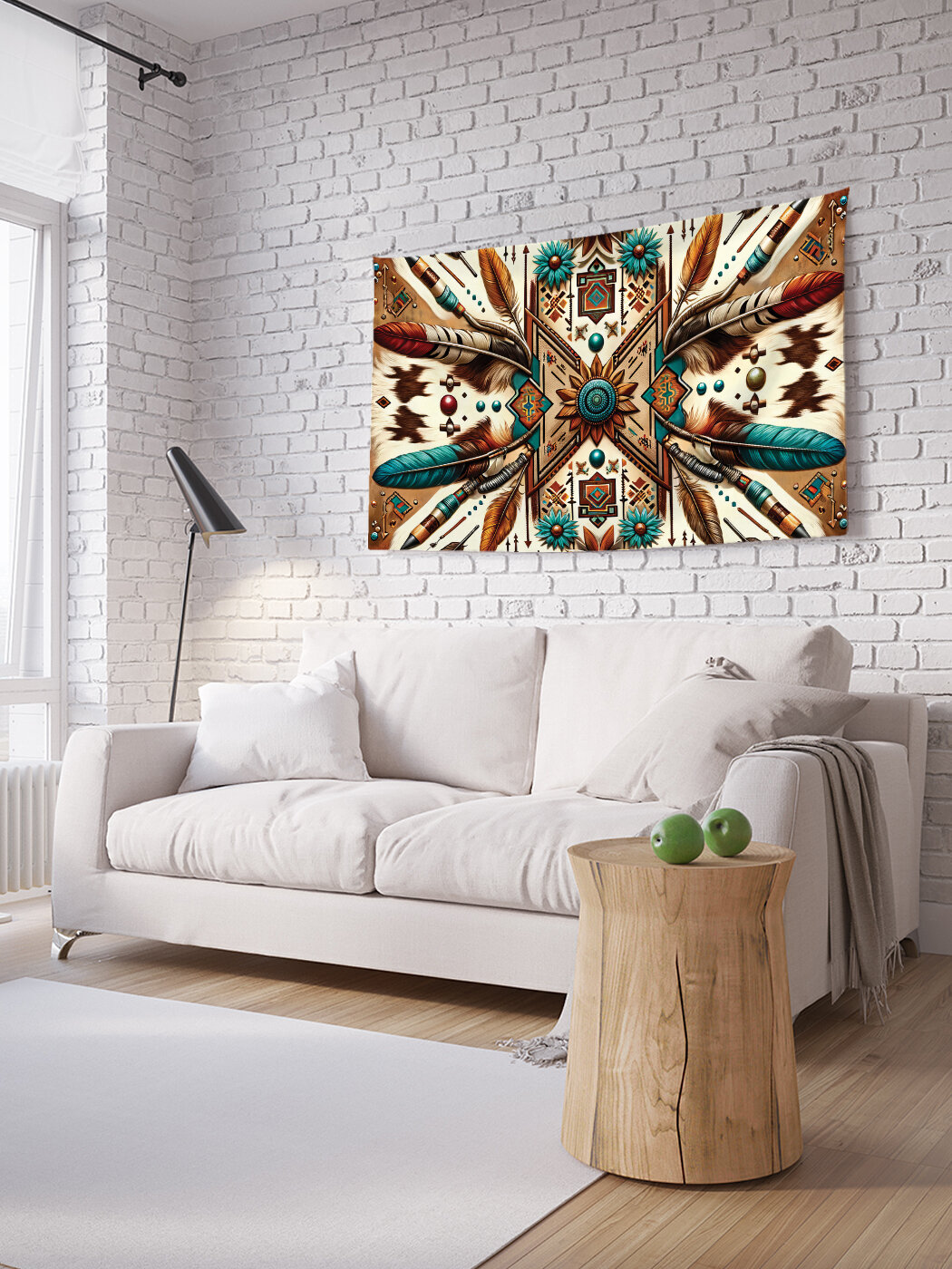 Постер на стену тканевый горизонтальный "Индейская композиция", 100х150 см, JoyArty