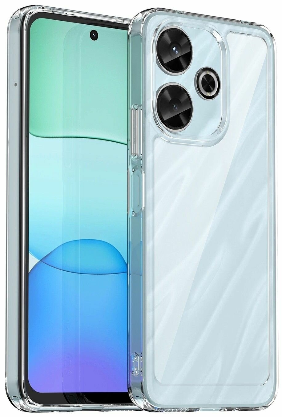Чехол на Xiaomi Redmi 13 пластиковый с силиконовой окантовкой прозрачный