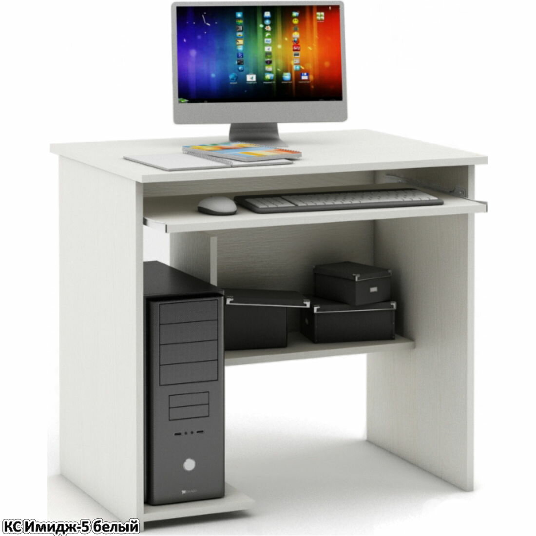 Компьютерный стол Имидж-5 Белый, ЛДСП, МФ Владимир VMF, 80х74,6х60 см.