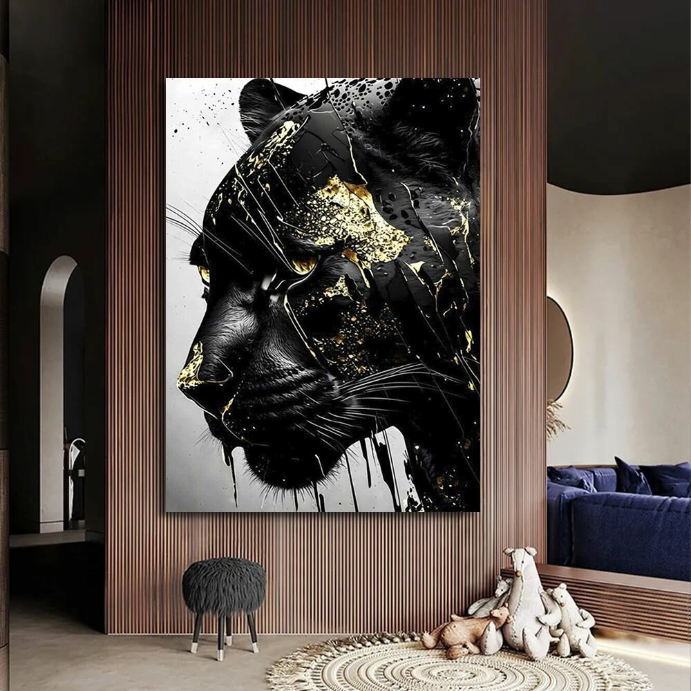 Картина золотая пантера, 40х60 см.