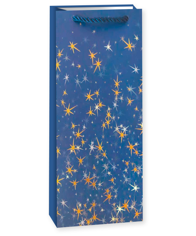 Пакет подарочный для вина, Тысячи созвездий, Дизайн №2, Сини