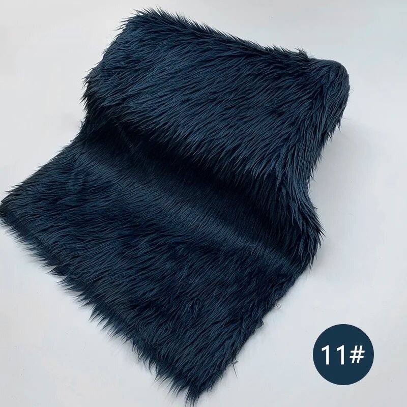 Искусственная плюшевая ткань из лисьего меха 3 см, 38x43 см Темно-синий, 11