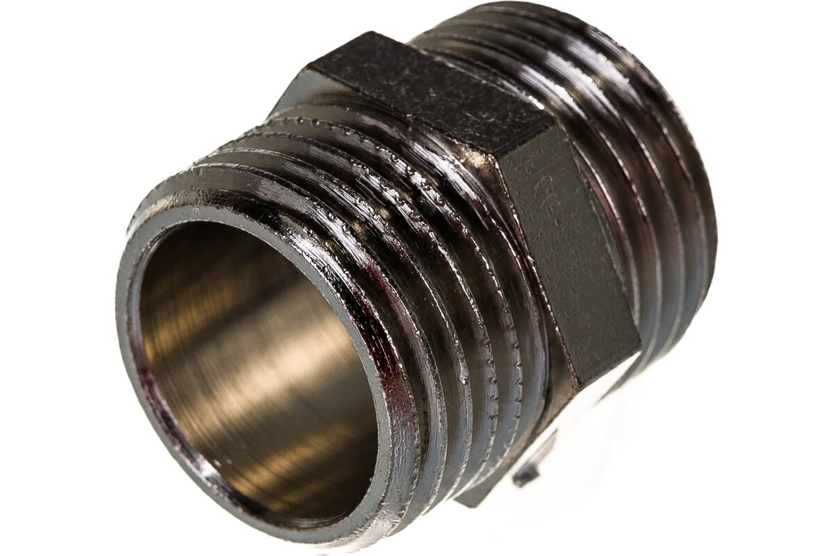 Ниппель латунь наружн. резьба 1/2дюйм никель (инд. упак.) RTP 34908